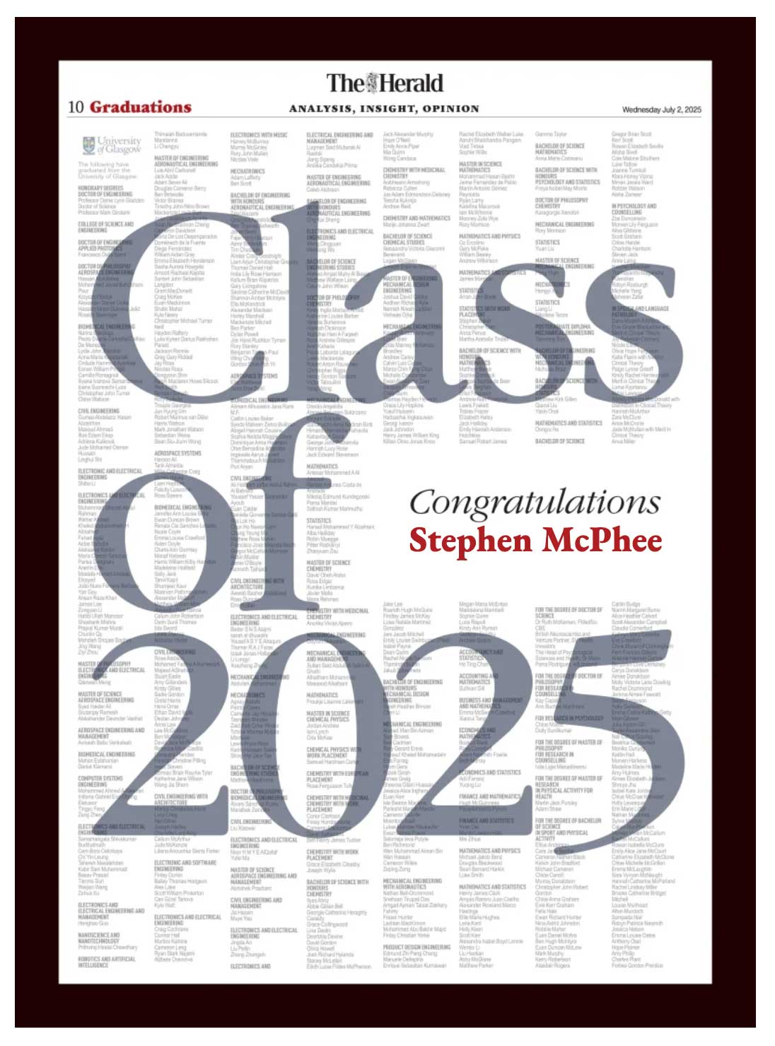 Celebrate your Scottish graduation in print – Newsquest